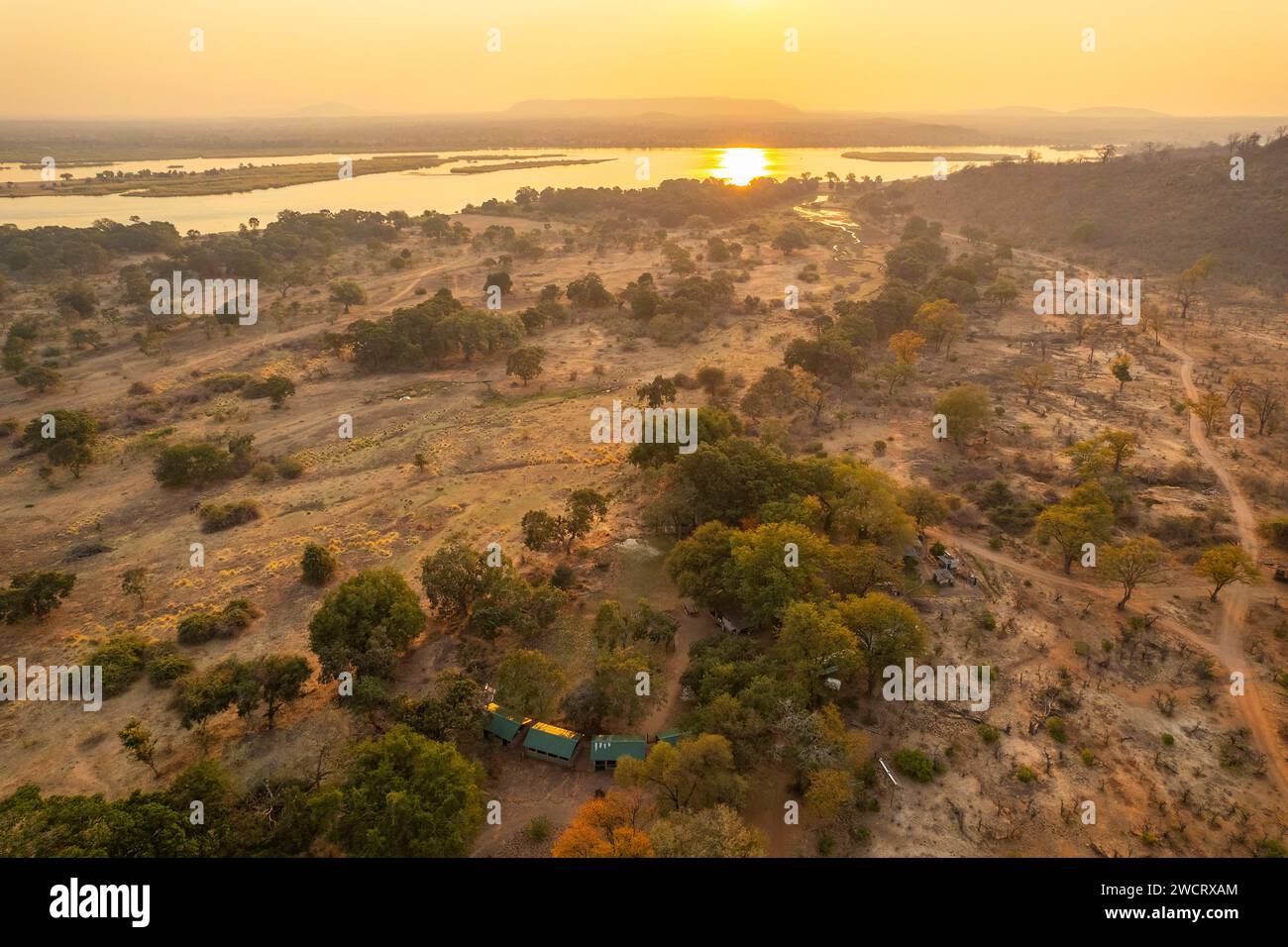 An aerial view of Rifa Conservation Education Camp near Chirundu ...