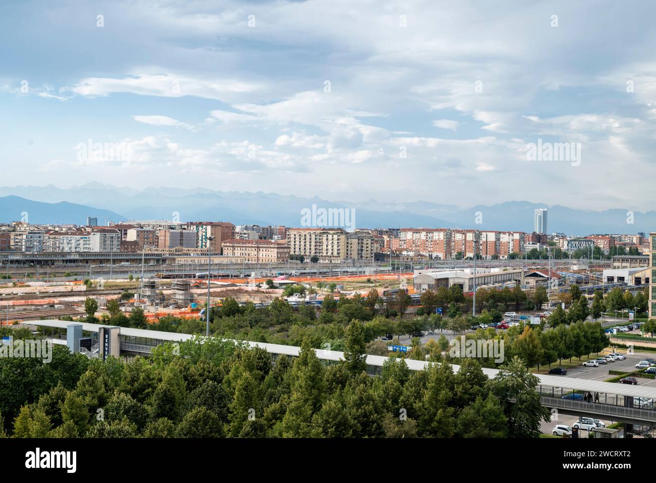 Lingotto, Turin, Italy. Turin city skyline. Panorama taken from above ...