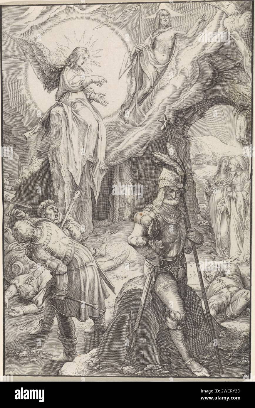 Estranding van Christ, Louis Auseram, after Hendrick Goltzius, 1623 print Christ floats in hand ...