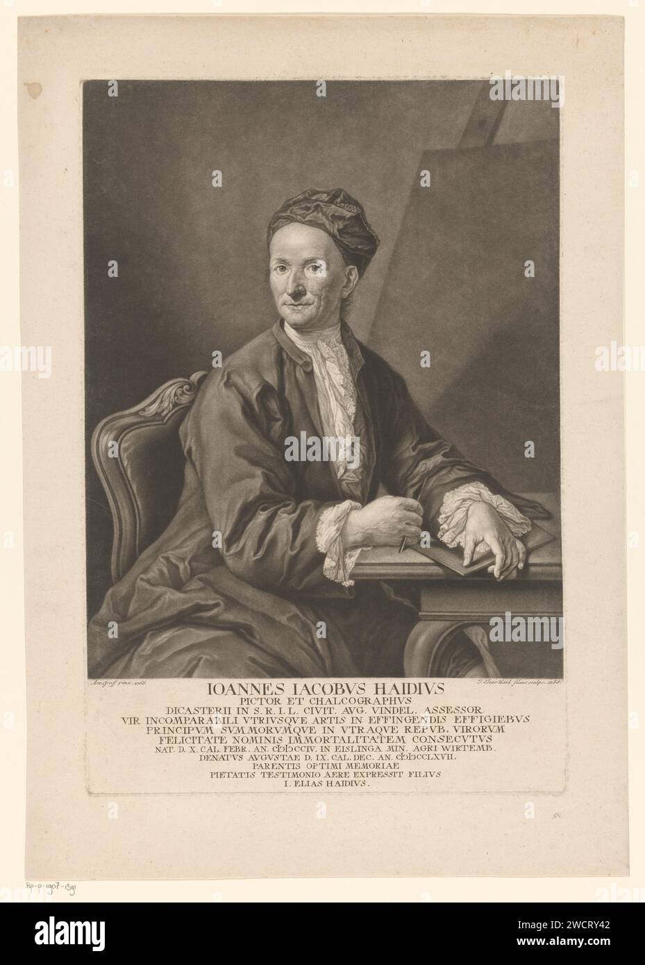 Portret van Johann Jakob Haid, Johann Elias Haid, After Anton Graff ...