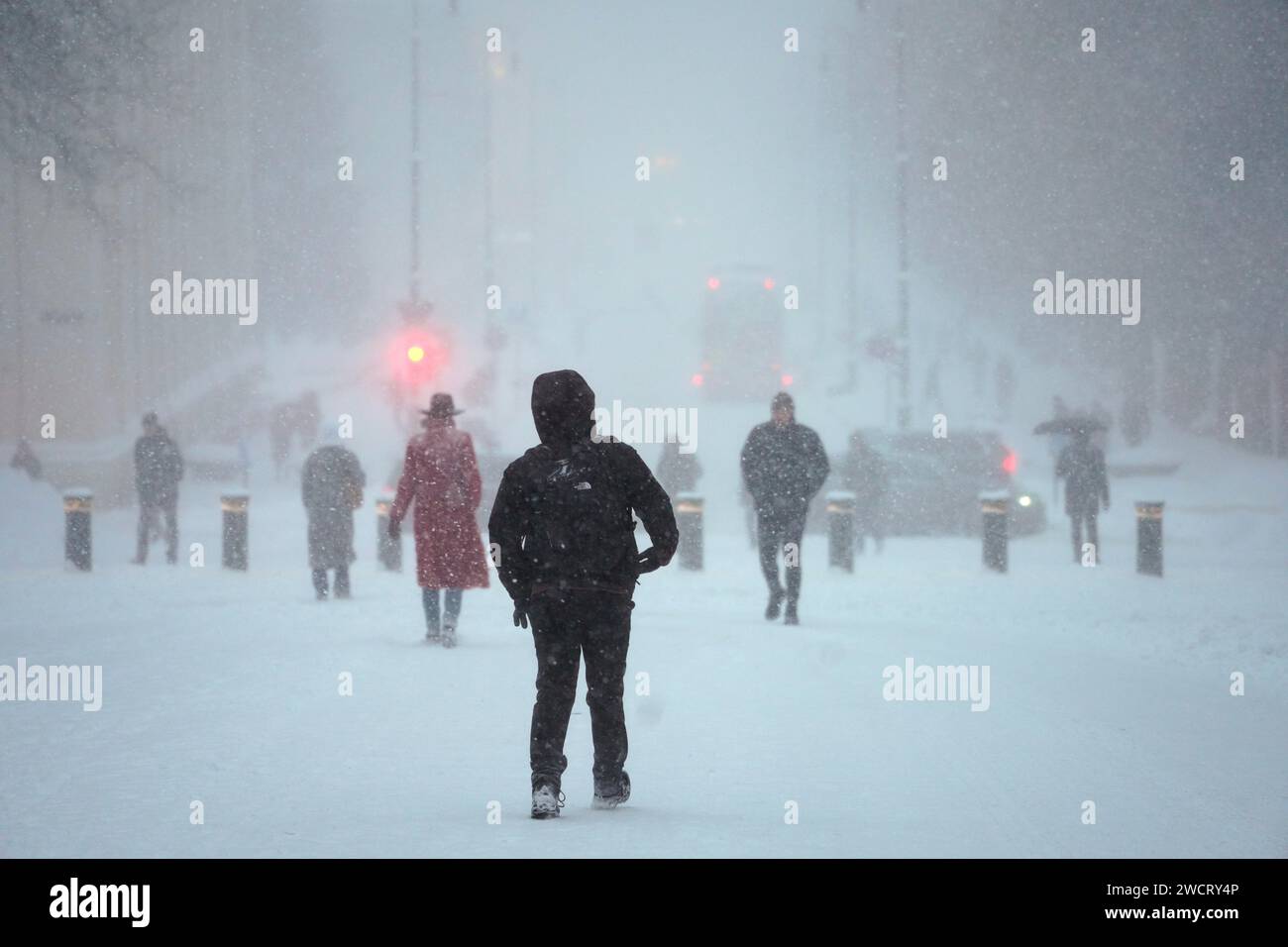 Oslo 20240117.The heavy snowfall creates challenges like here in the ...