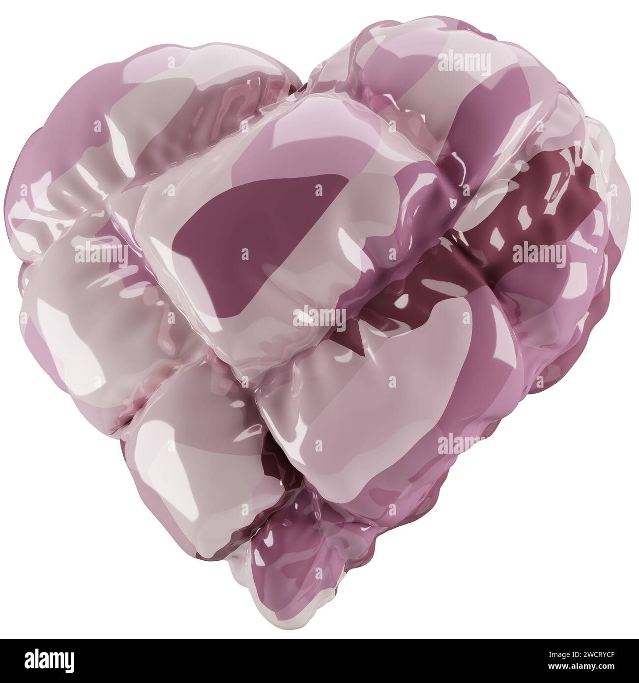3D Render colorful Heart Illustration, inflated abstract heart balloon ...