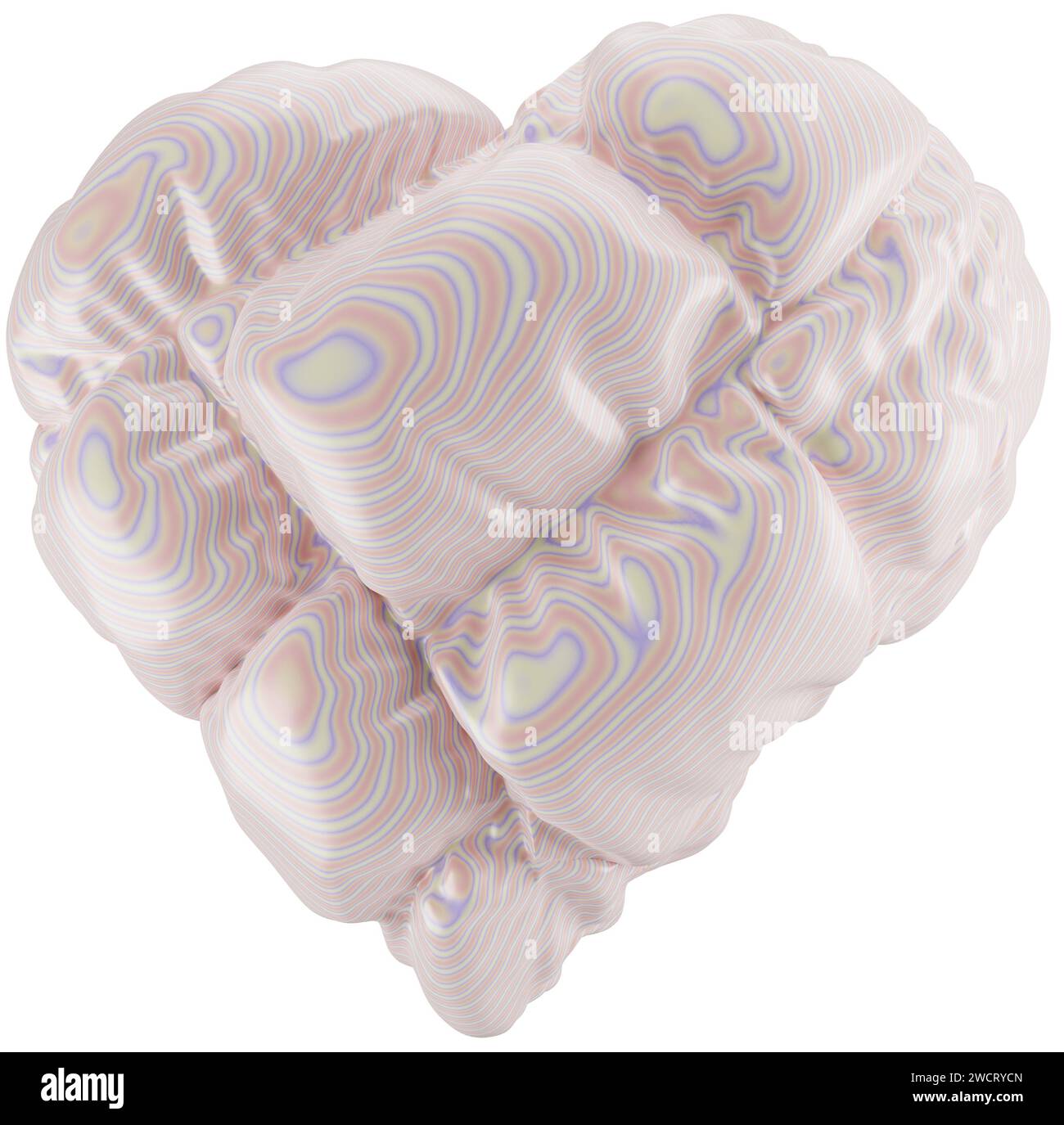3D Render Pink Heart Illustration, inflated abstract heart balloon ...