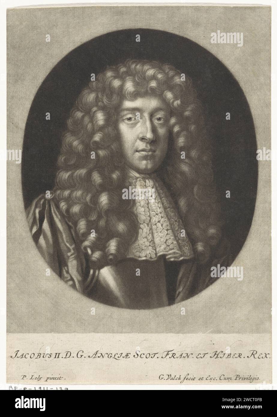 Portrait of Jacobus II, King of England, Gerard Valck, After Peter Lely ...