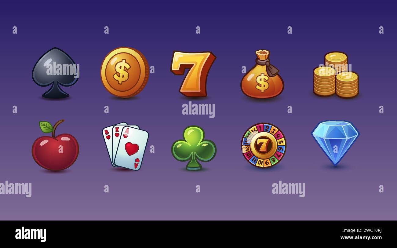 Casino icons set, symbol gamble collection, slots sign. Vector Stock ...