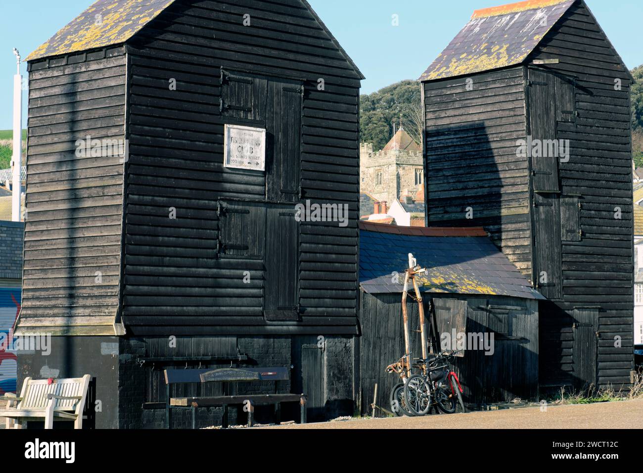 Traditional Hastings Net Huts, East Sussex, UK Stock Photo - Alamy