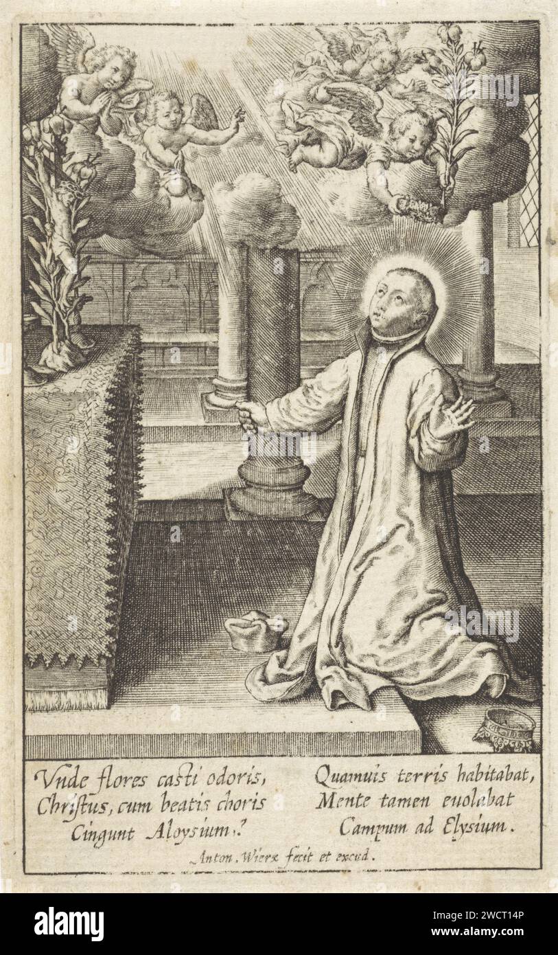 Aloysius Gonzaga kneeling for an altar, Antonie Wierix (II), 1565 ...