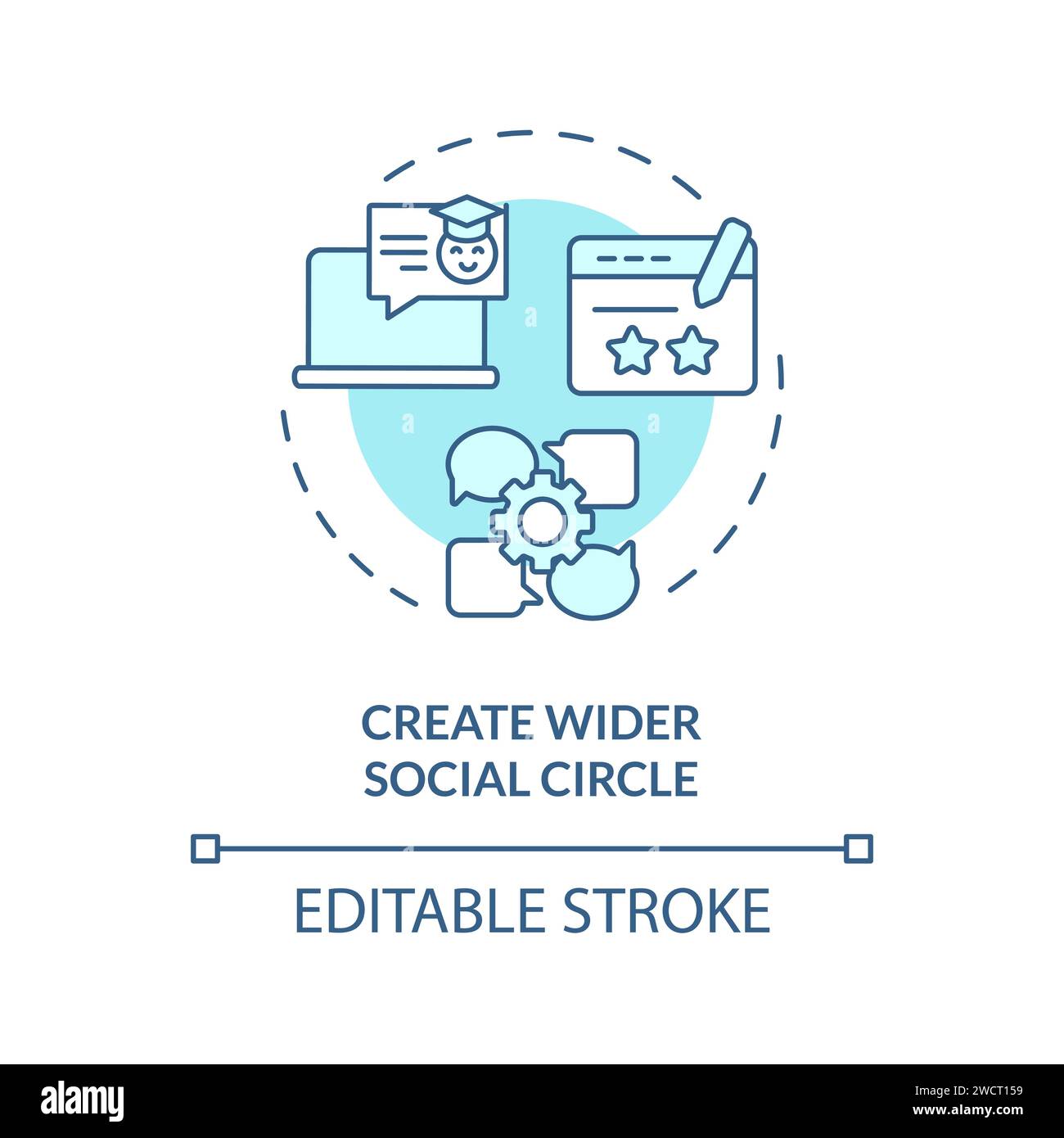 Thin line simple create wider social circle icon concept Stock Vector Image & Art - Alamy