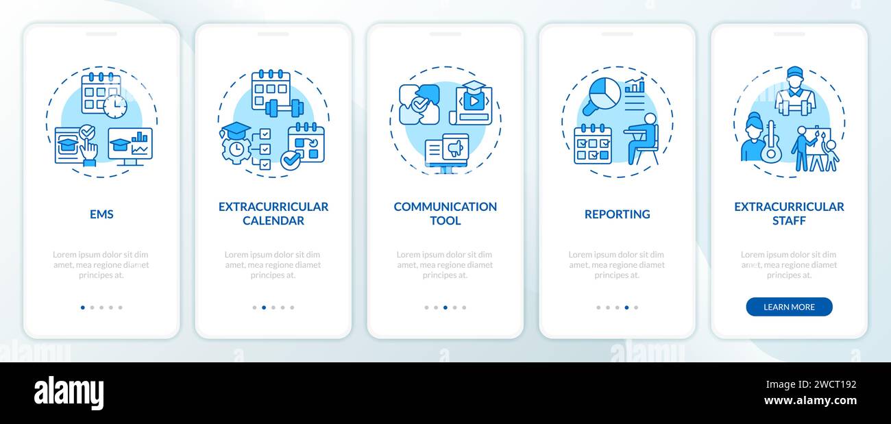 Walkthrough extracurricular management system with icons Stock Vector ...