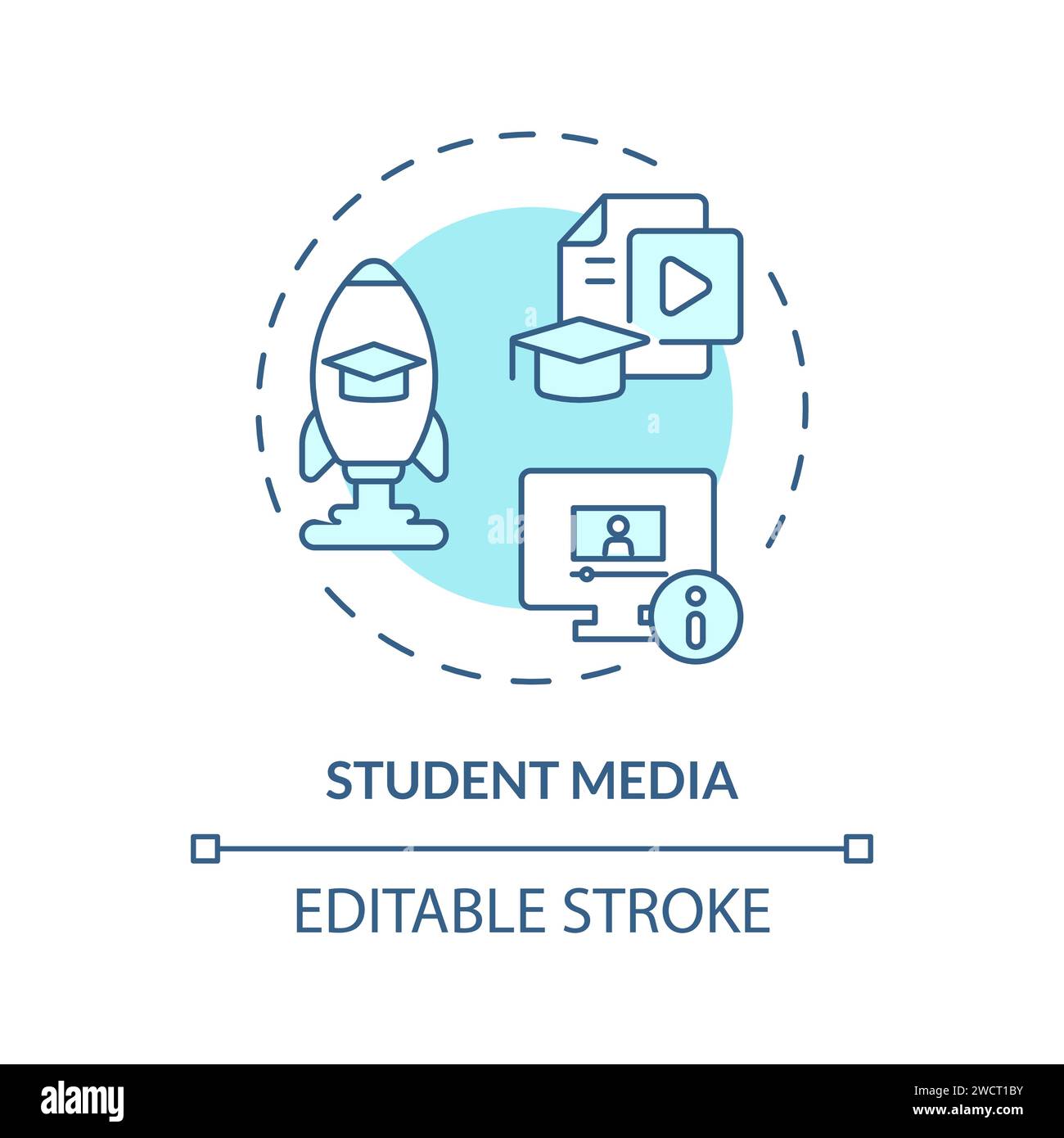 Thin line simple blue student media icon concept Stock Vector Image & Art - Alamy