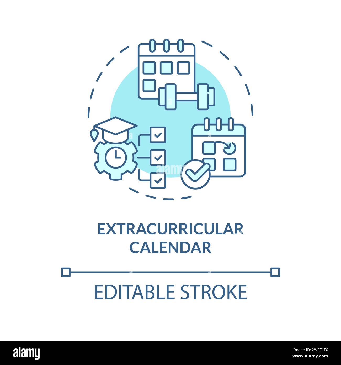 Thin line simple blue extracurricular calendar concept Stock Vector Image & Art - Alamy