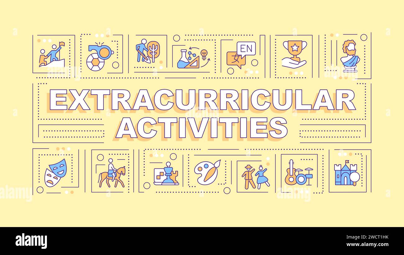 2D extracurricular activities text with thin line icons Stock Vector Image & Art - Alamy