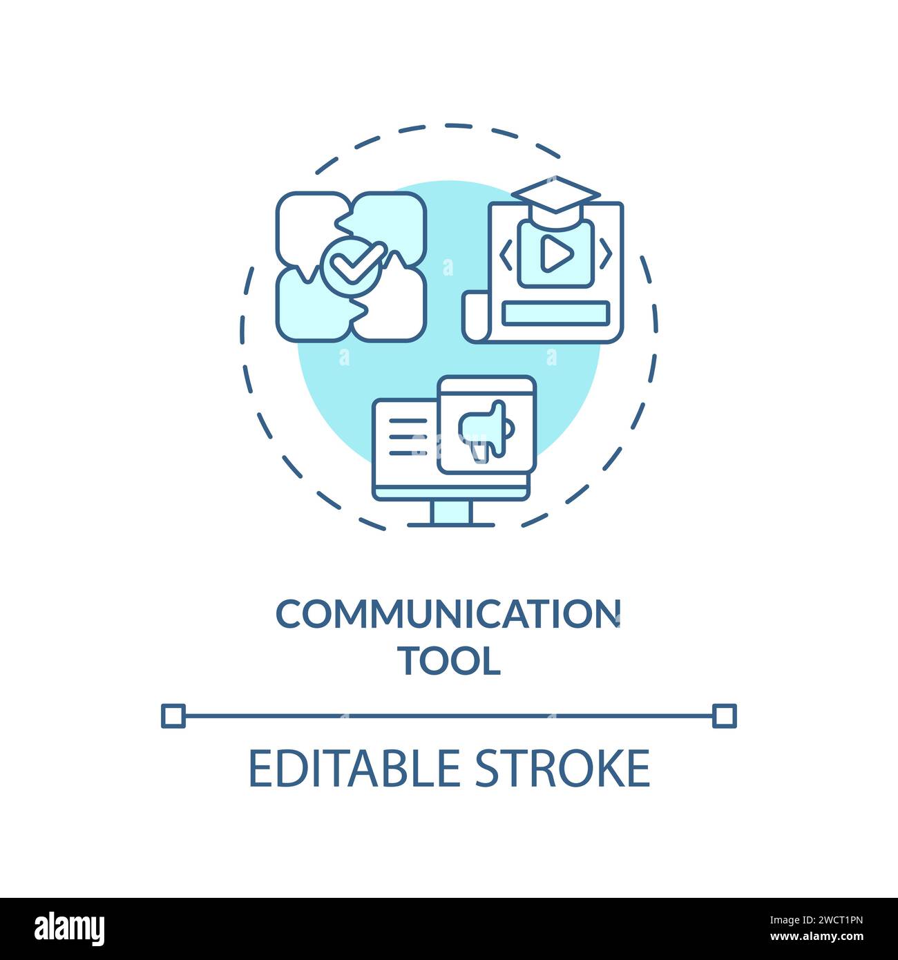 Thin line simple blue communication tool icon concept Stock Vector Image & Art - Alamy