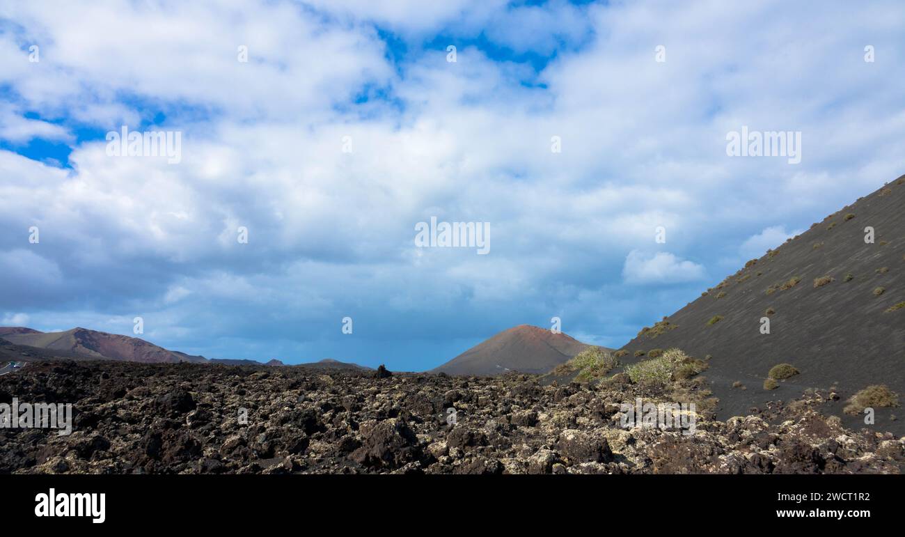 Spectacular view of the Fire Mountains at Timanfaya National Park, this ...