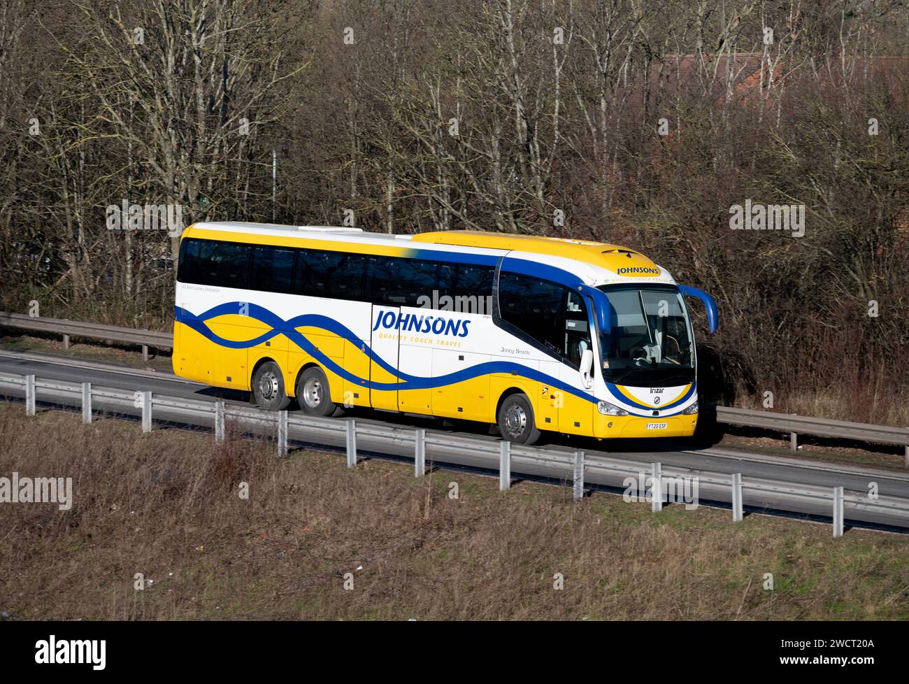 Johnsons coach, M40 slip road, Warwickshire, UK Stock Photo - Alamy