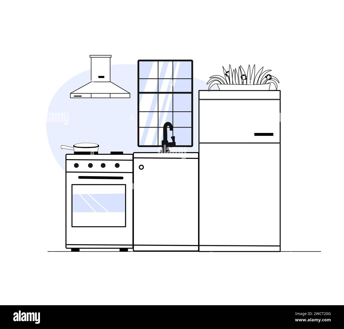 Minimal kitchen design Stock Vector Images - Alamy