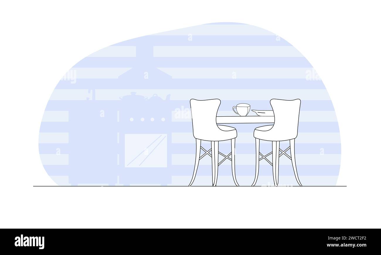 Kitchen outline interior background for website, print, ads. Simple ...