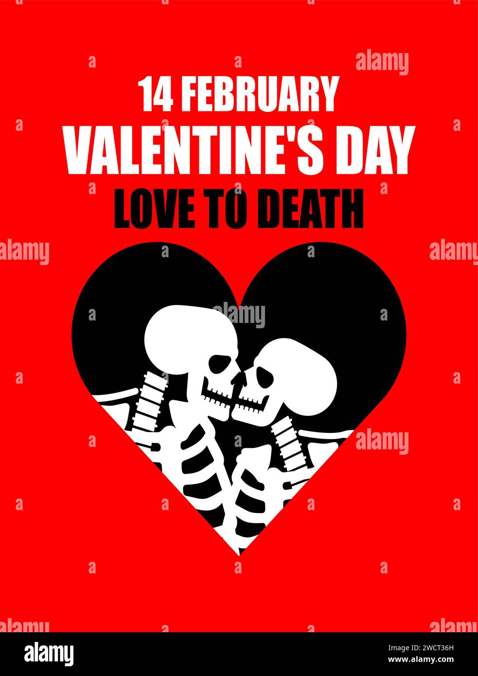 Love to death. Valentine's card for Valentine's day. Postcard for ...