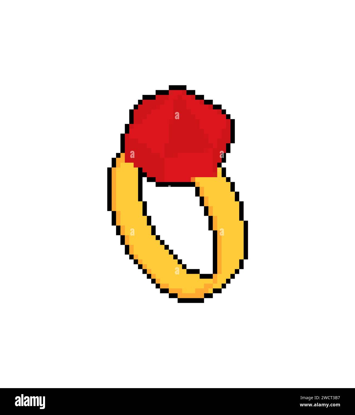 Ring with garnet pixel art. 8 bit Engagement ring with precious stone ...