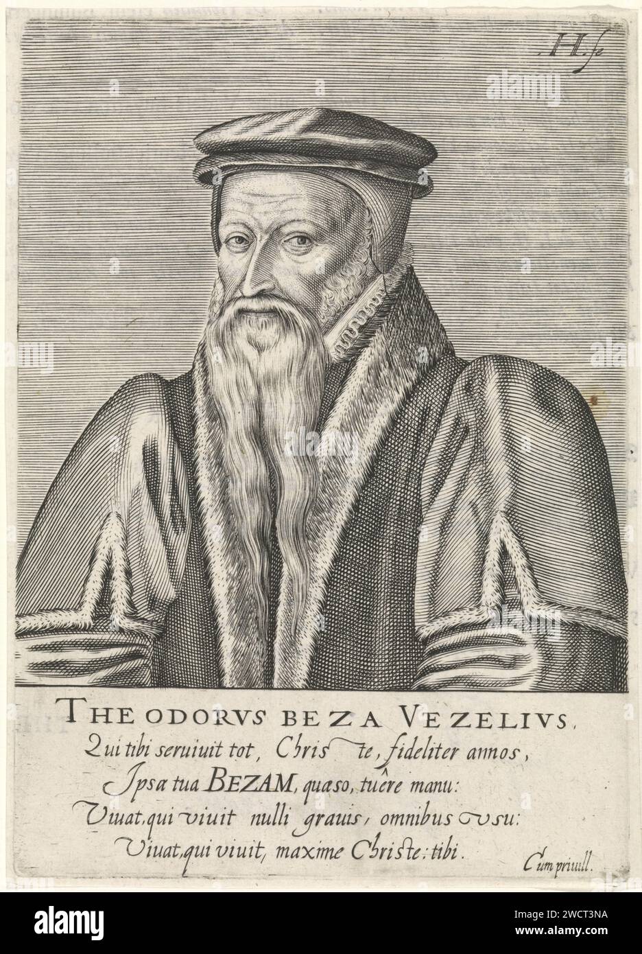 Portrait of Theodorus Beza, Hendrick Hondius (I), 1599 print Bust to ...