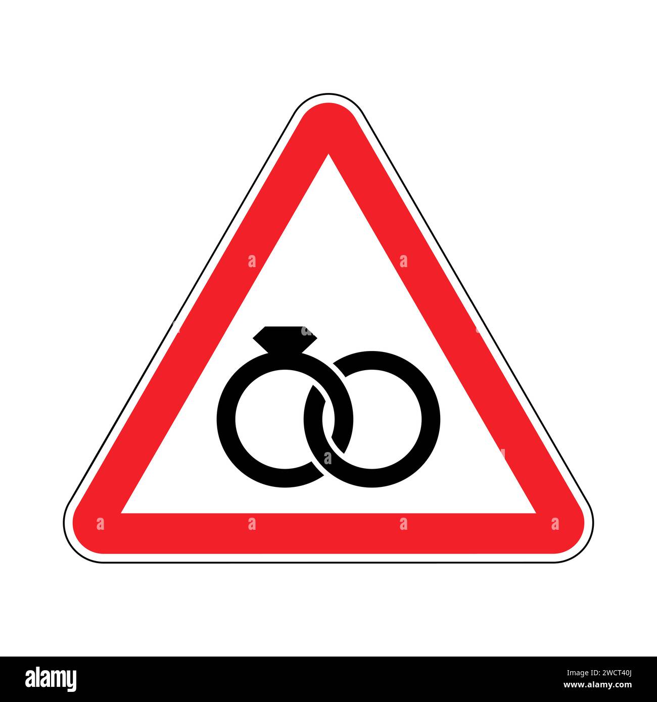 Attention Wedding sign. Caution Two rings Wedding symbol Stock Vector ...