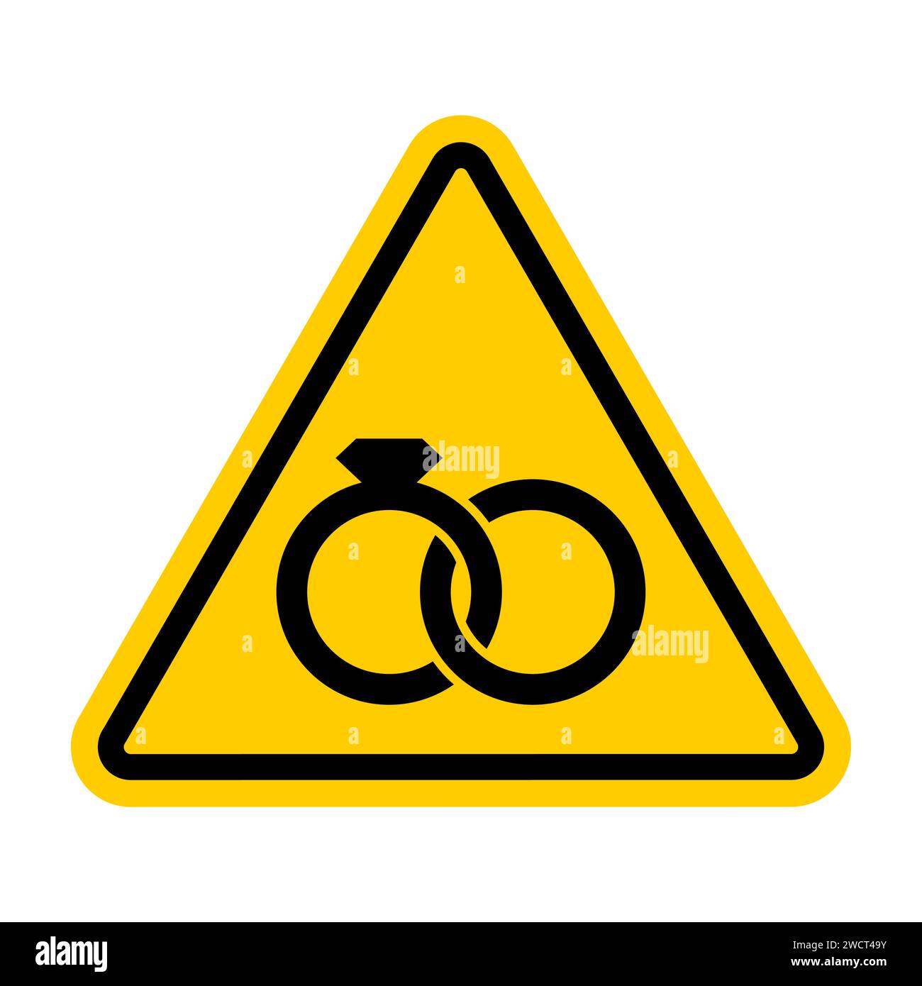 Attention Wedding sign. Caution Two rings Wedding symbol Stock Vector ...
