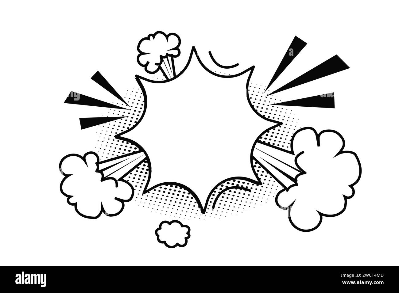 Pow bubble speech comic expression frame cartoon doodle isolated on white background. Boom ...