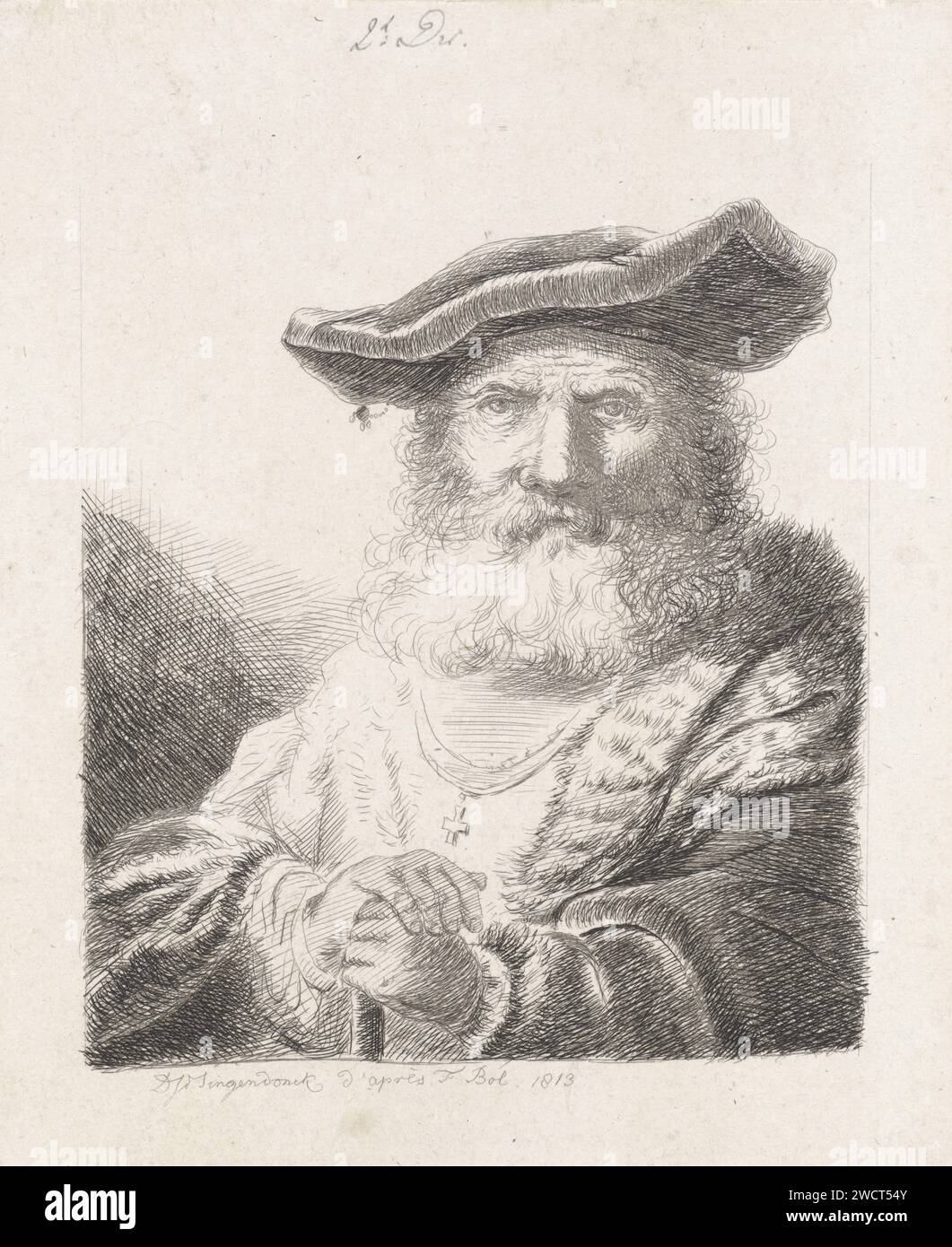 Old Man with Baret, Diederik Jan Singendonck, After Ferdinand Bol, 1813 ...