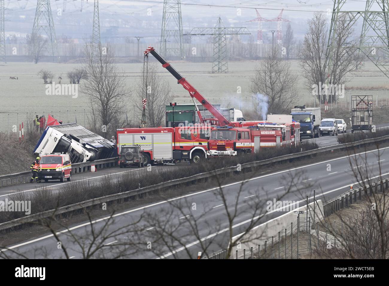 Veltrusy, Czech Republic. 17th Jan, 2024. Traffic on the D8 highway ...