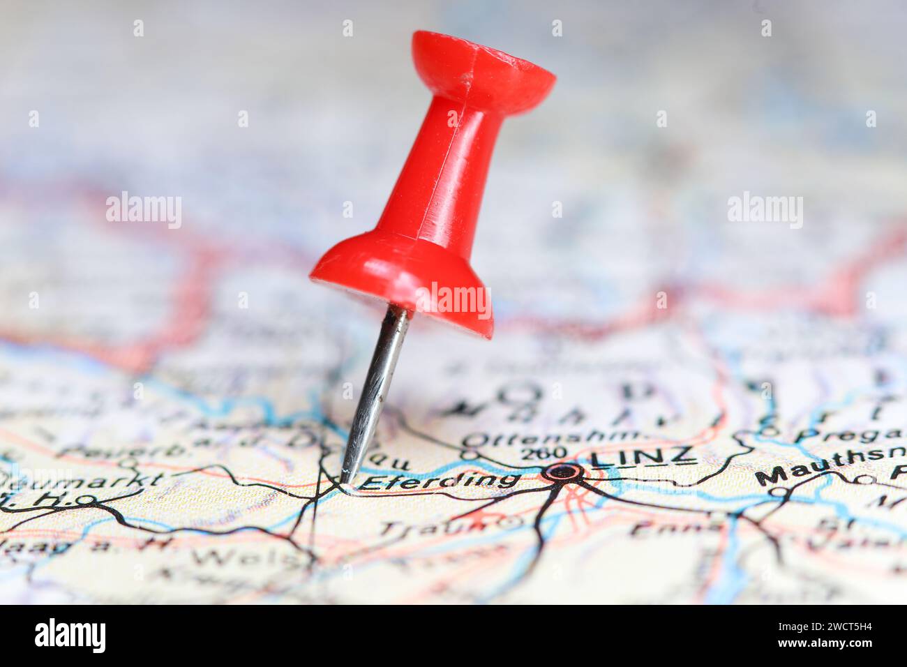 Eferding, Austria pin on map Stock Photo - Alamy