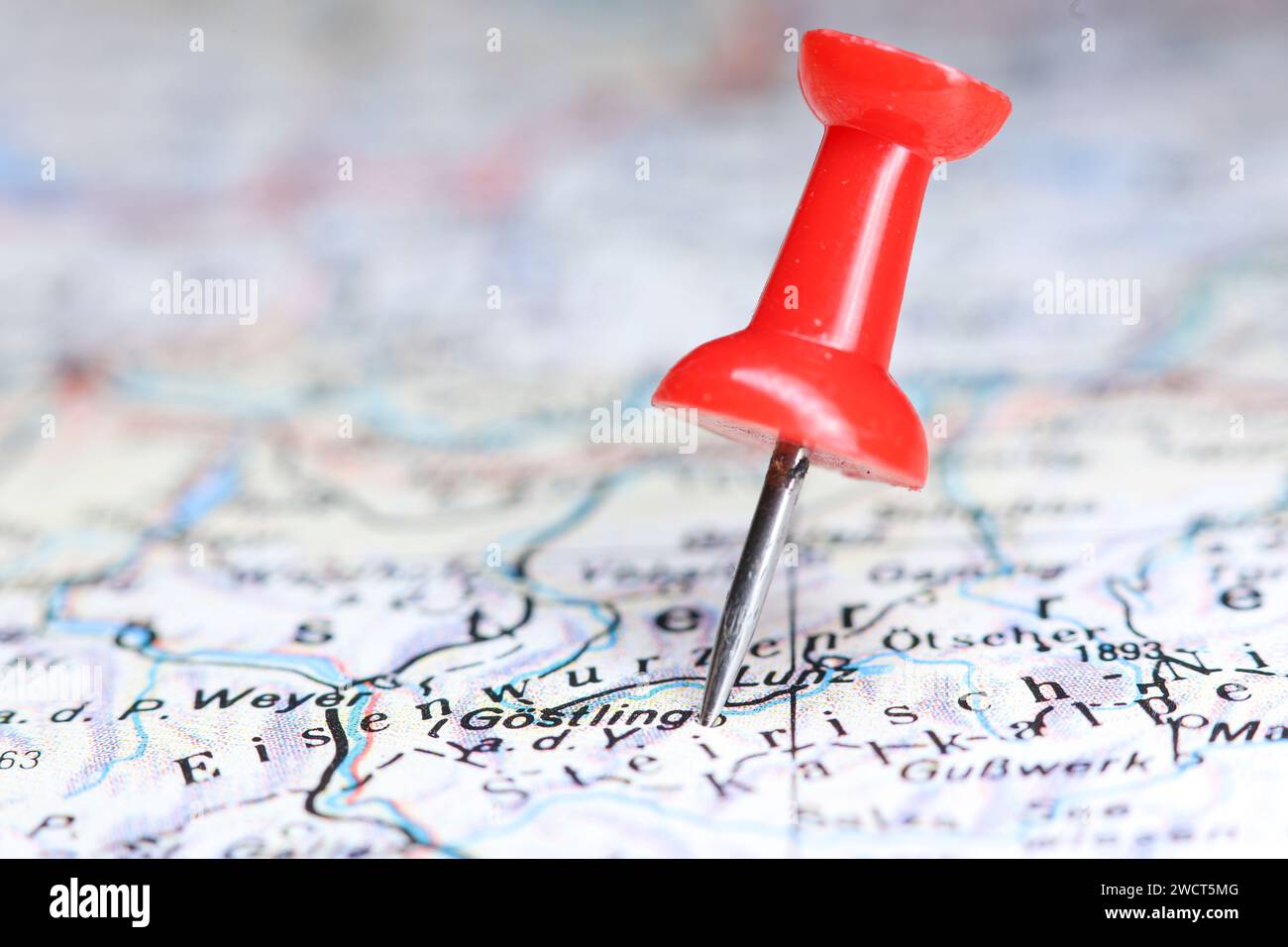 Gostling, Austria pin on map Stock Photo - Alamy