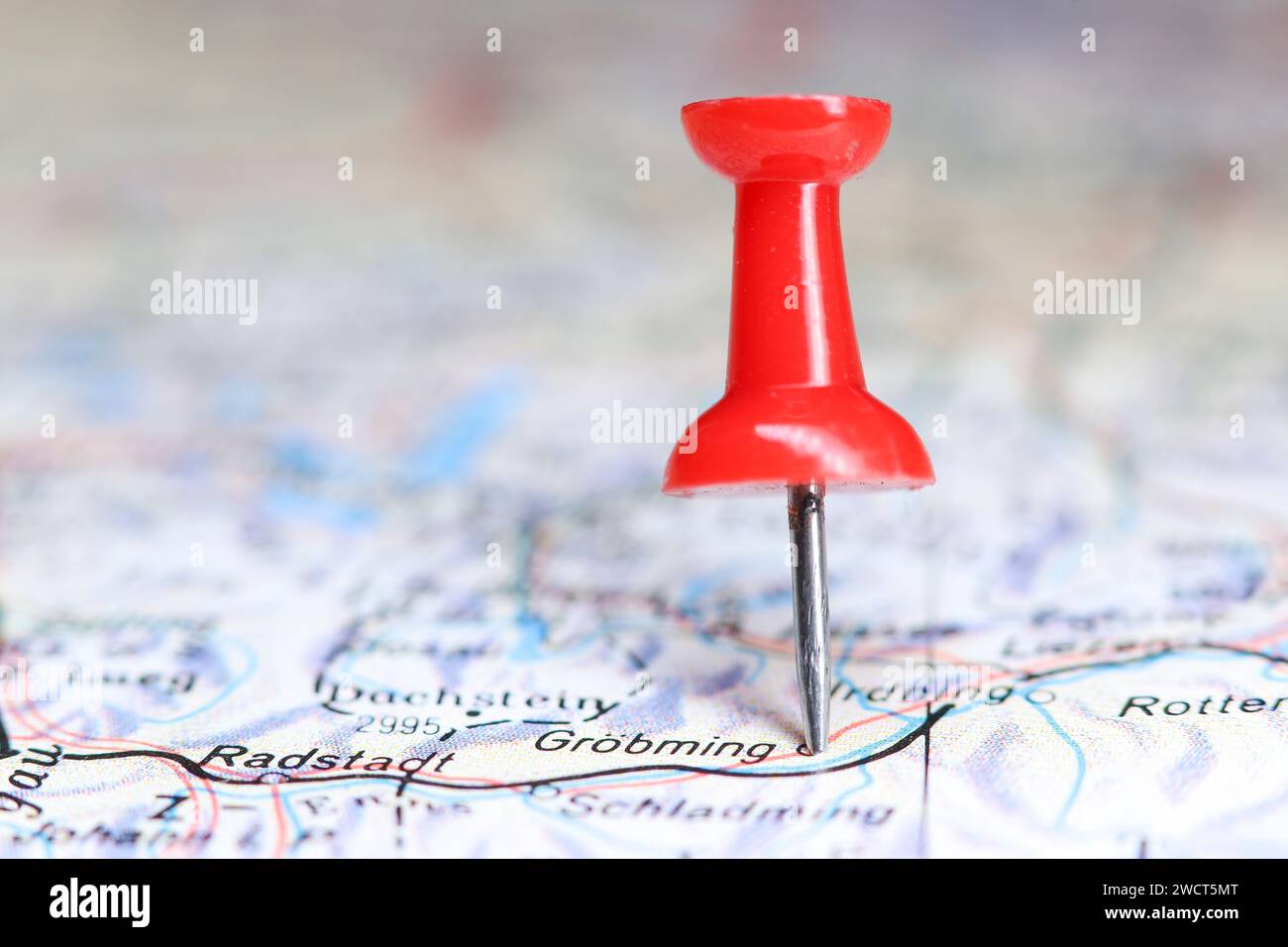 Grobming, Austria pin on map Stock Photo - Alamy