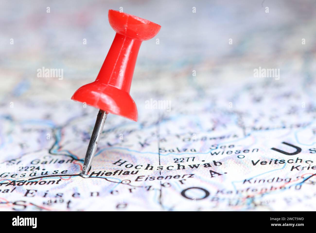 Hieflau, Austria pin on map Stock Photo - Alamy