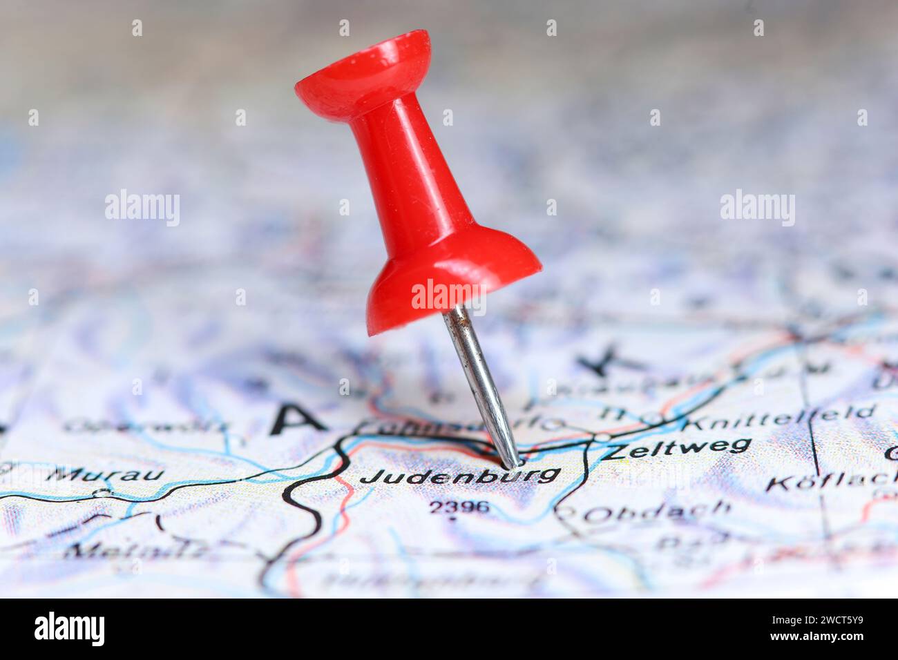 Judenburg, Austria pin on map Stock Photo - Alamy