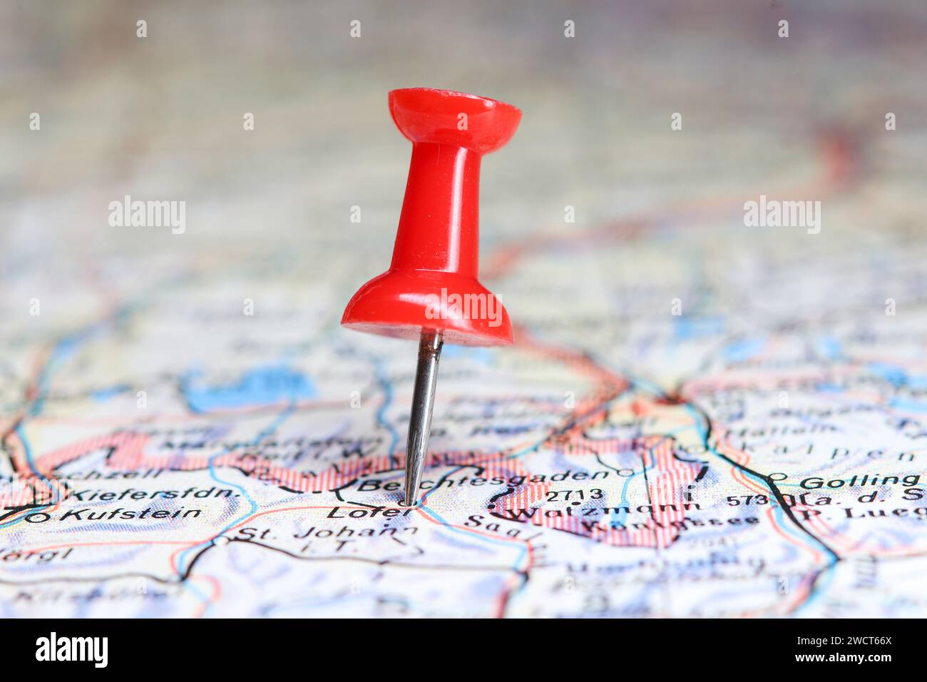Lofer, Austria pin on map Stock Photo - Alamy