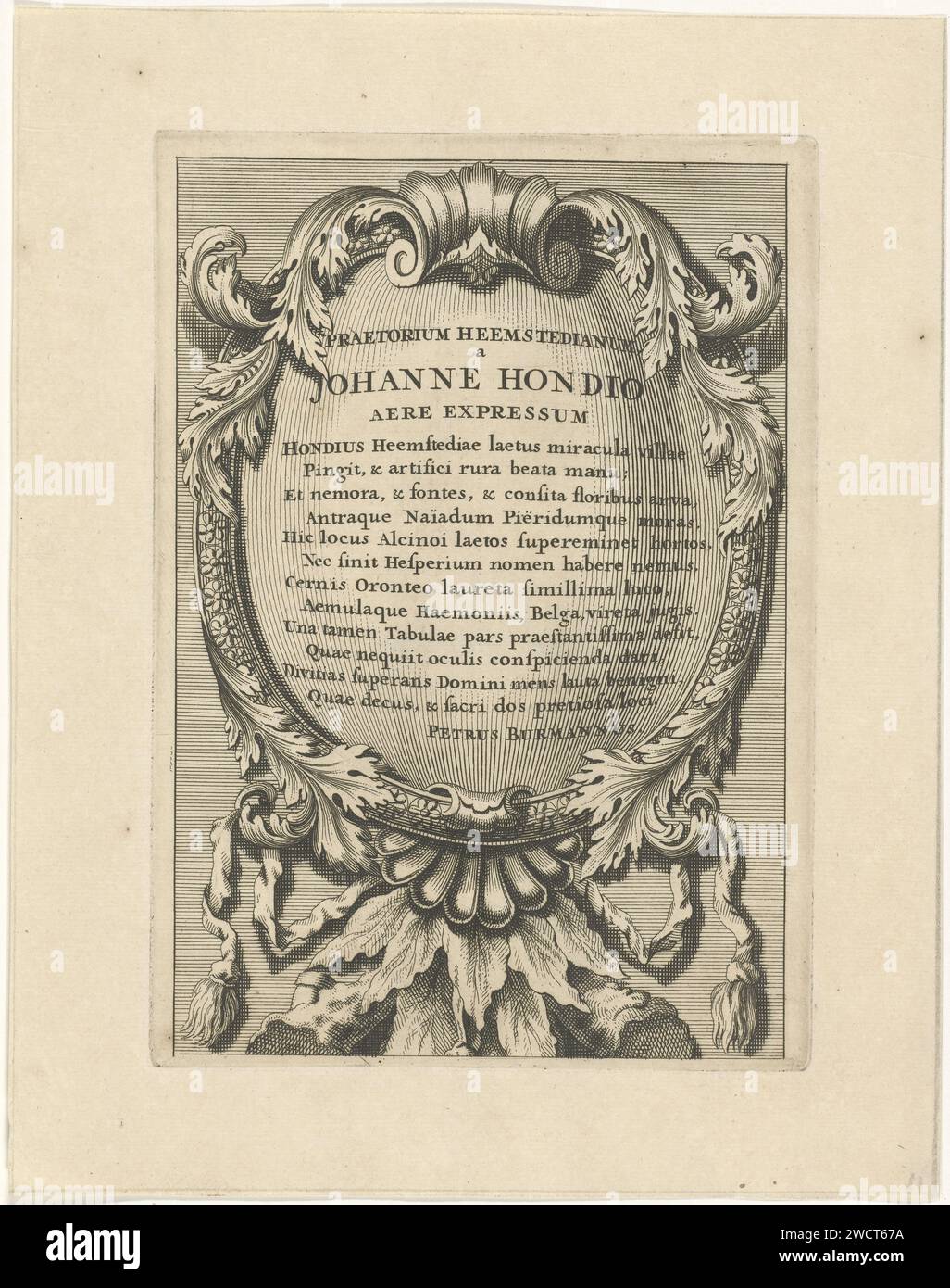 Cartouche with Latin text, Johannes Hondius, 1700 - 1799 print A ...