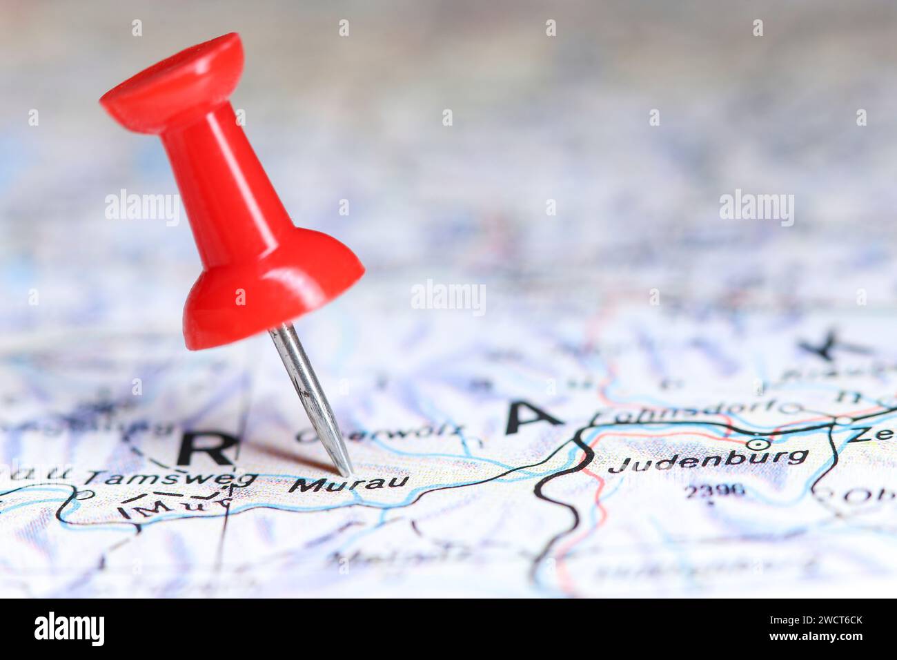 Murau, Austria pin on map Stock Photo - Alamy