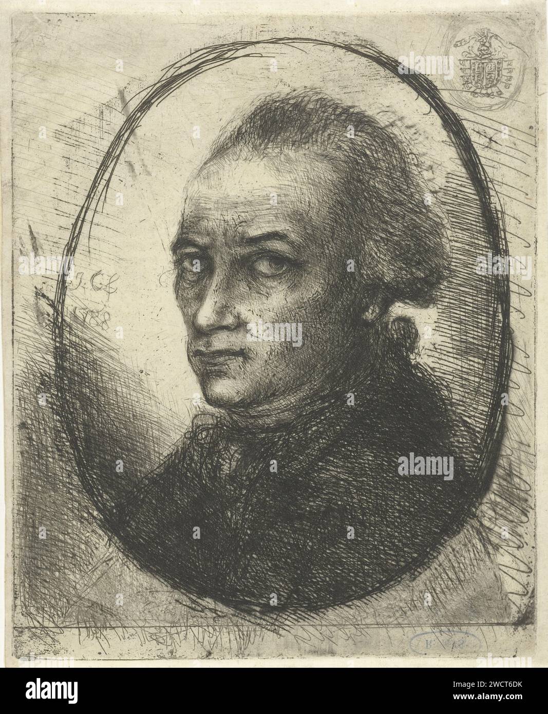 Self -portrait of Jan Chalon, Jan Chalon, 1788 print Portrait in Ovale ...