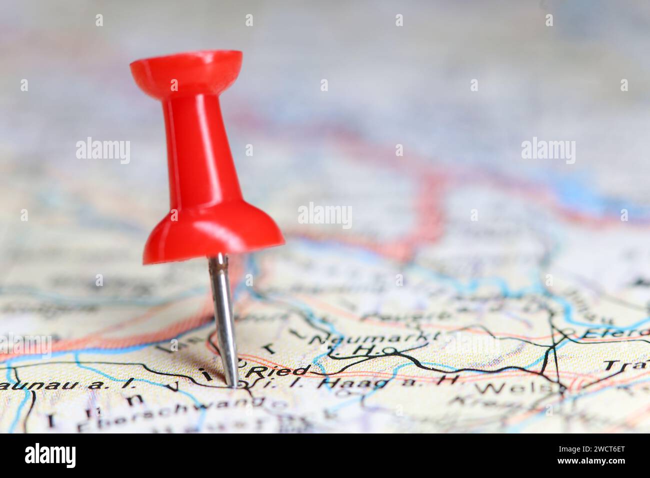 Ried, Austria pin on map Stock Photo - Alamy
