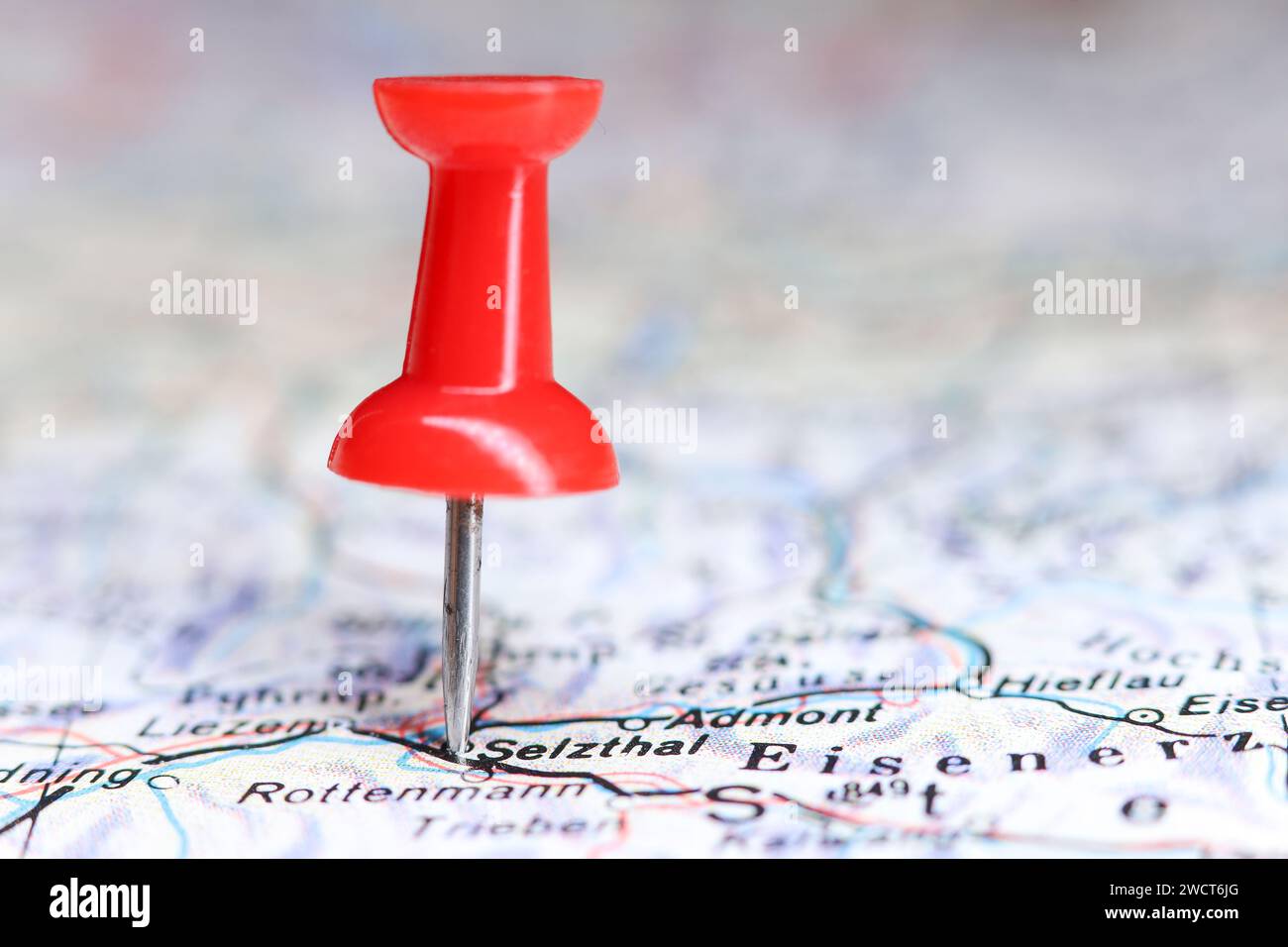 Selzthal, Austria pin on map Stock Photo - Alamy