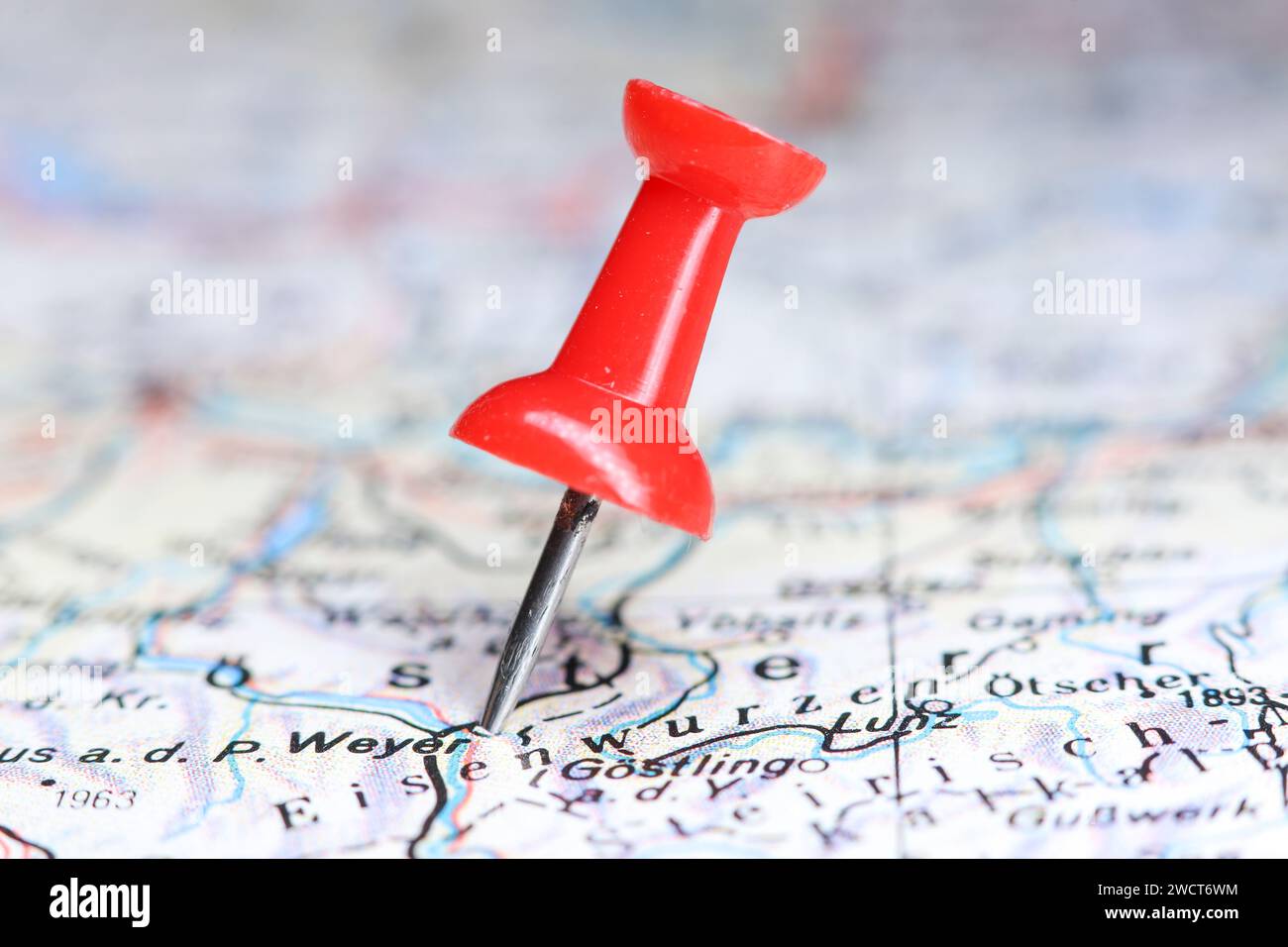 Weyer, Austria pin on map Stock Photo - Alamy
