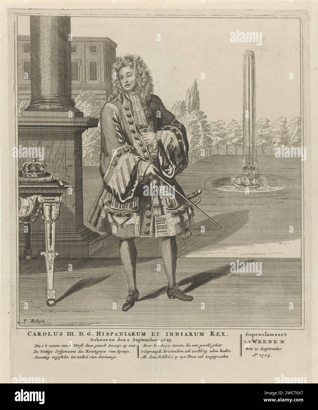 Portrait of Charles III, King of Spain, Jacobus Robijn, 1703 - 1707 ...