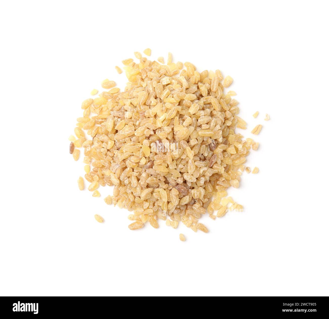 Pile of raw bulgur isolated on white, top view Stock Photo - Alamy