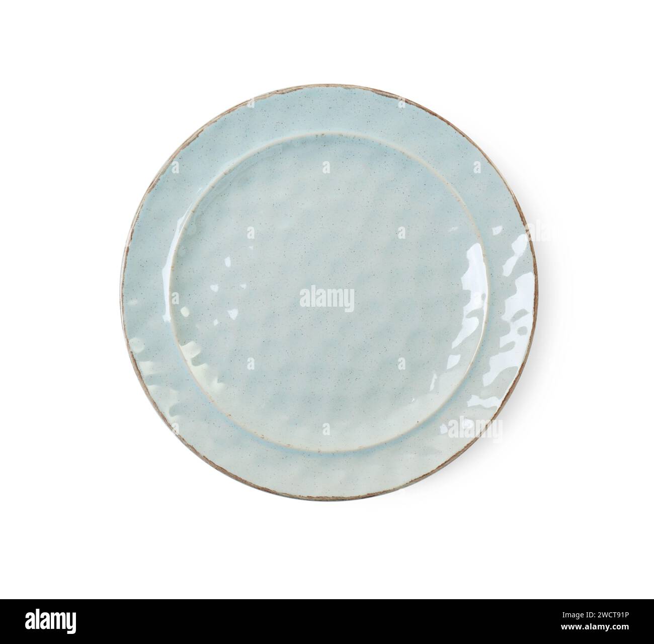 One clean ceramic plate isolated on white, top view Stock Photo - Alamy