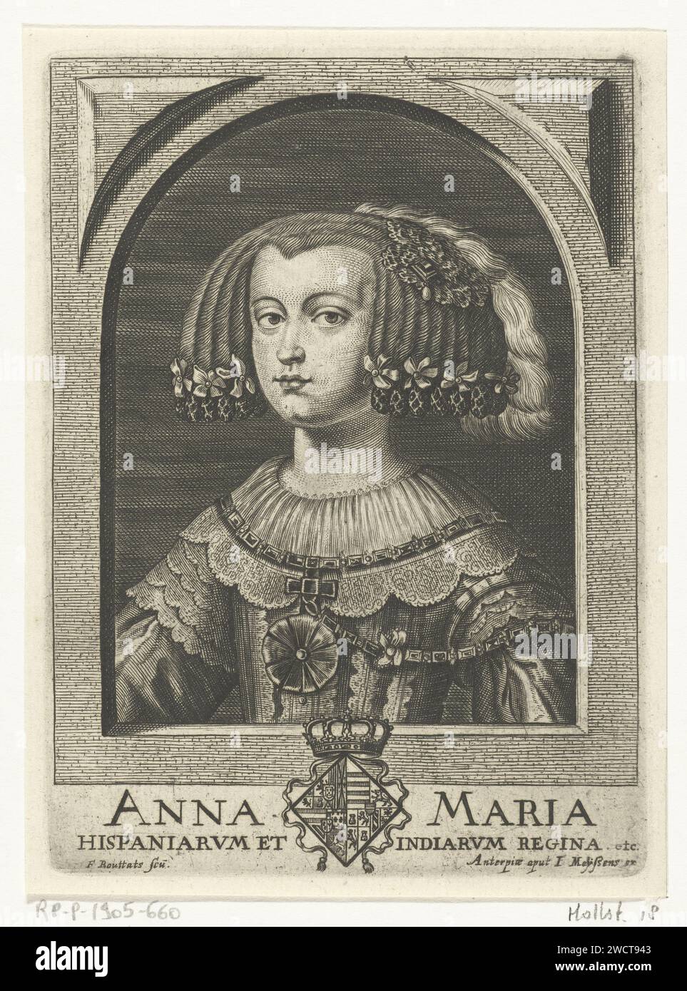 Portrait of Maria Anna van Austria, queen of Spain, Frederik Bouttats ...