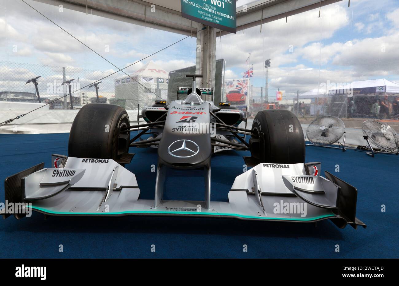 Front view of Michael Schumacher's 2010, Mercedes MGP W01 Formula One ...