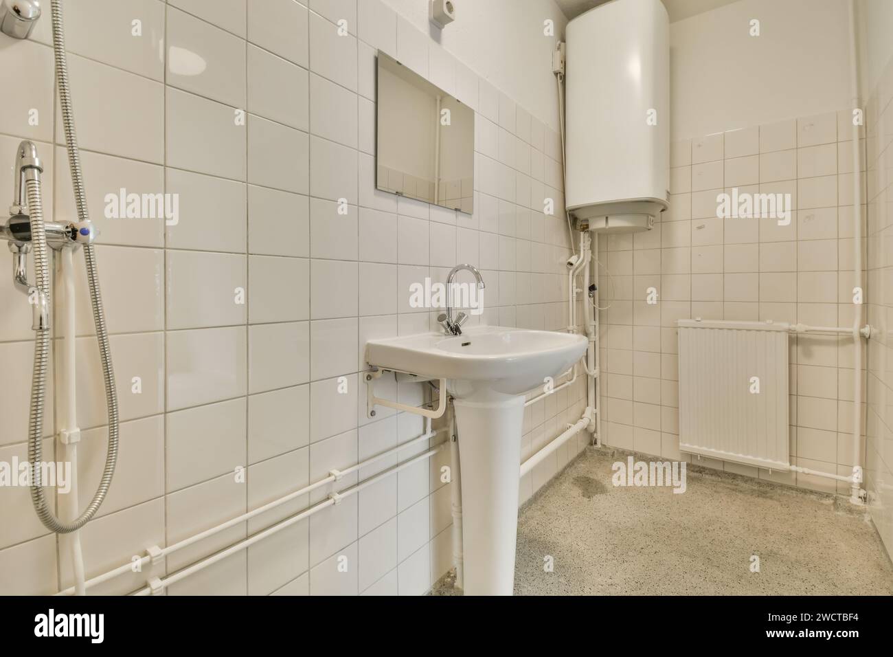 This image showcases a well-lit bathroom interior featuring clean white ...