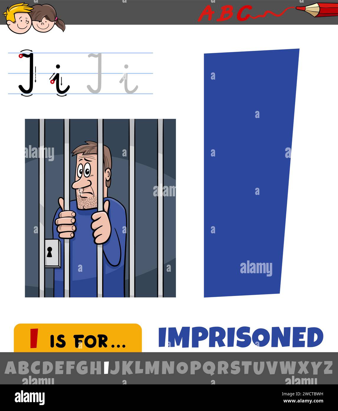 Educational cartoon illustration of letter I from alphabet with ...