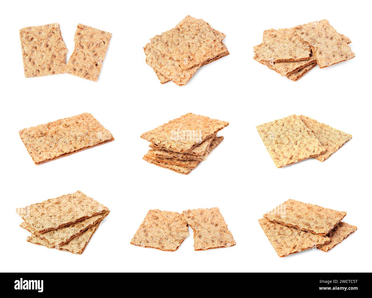 Crispbreads isolated on white, collection. Healthy snack Stock Photo ...