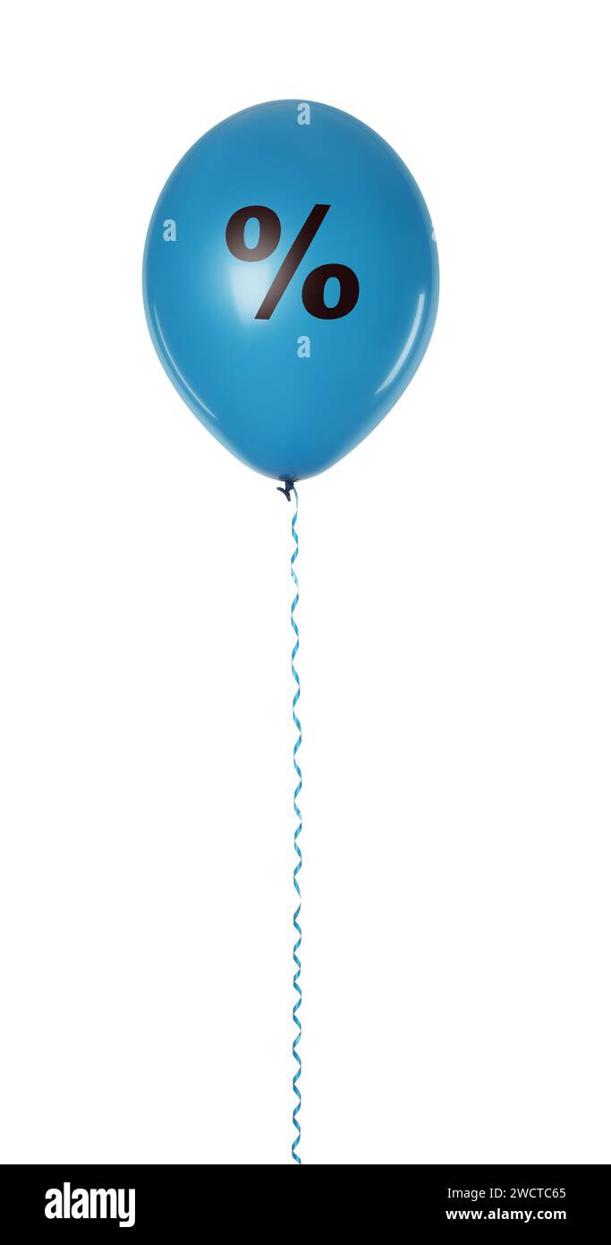 Discount offer. Light blue balloon with percent sign on white ...